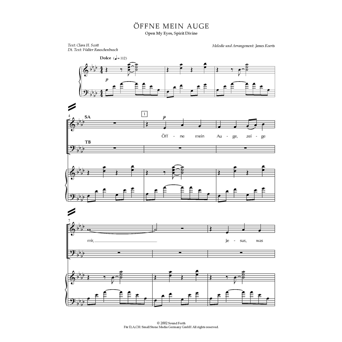 Öffne mein Auge - SATB + Piano (Partitur)