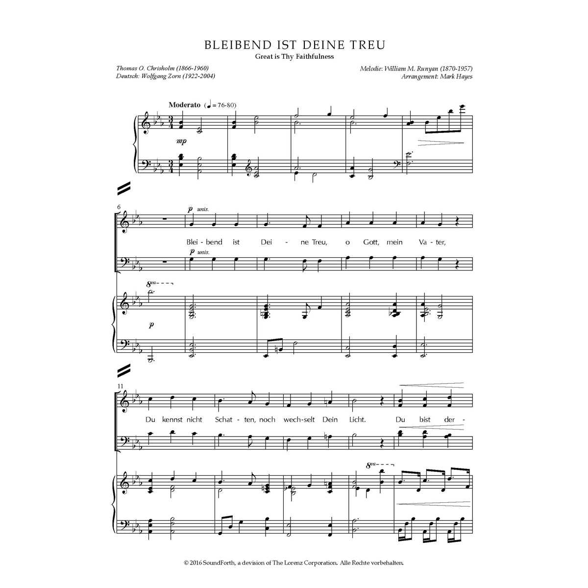Bleibend ist Deine Treu - SATB + Piano (Partitur)