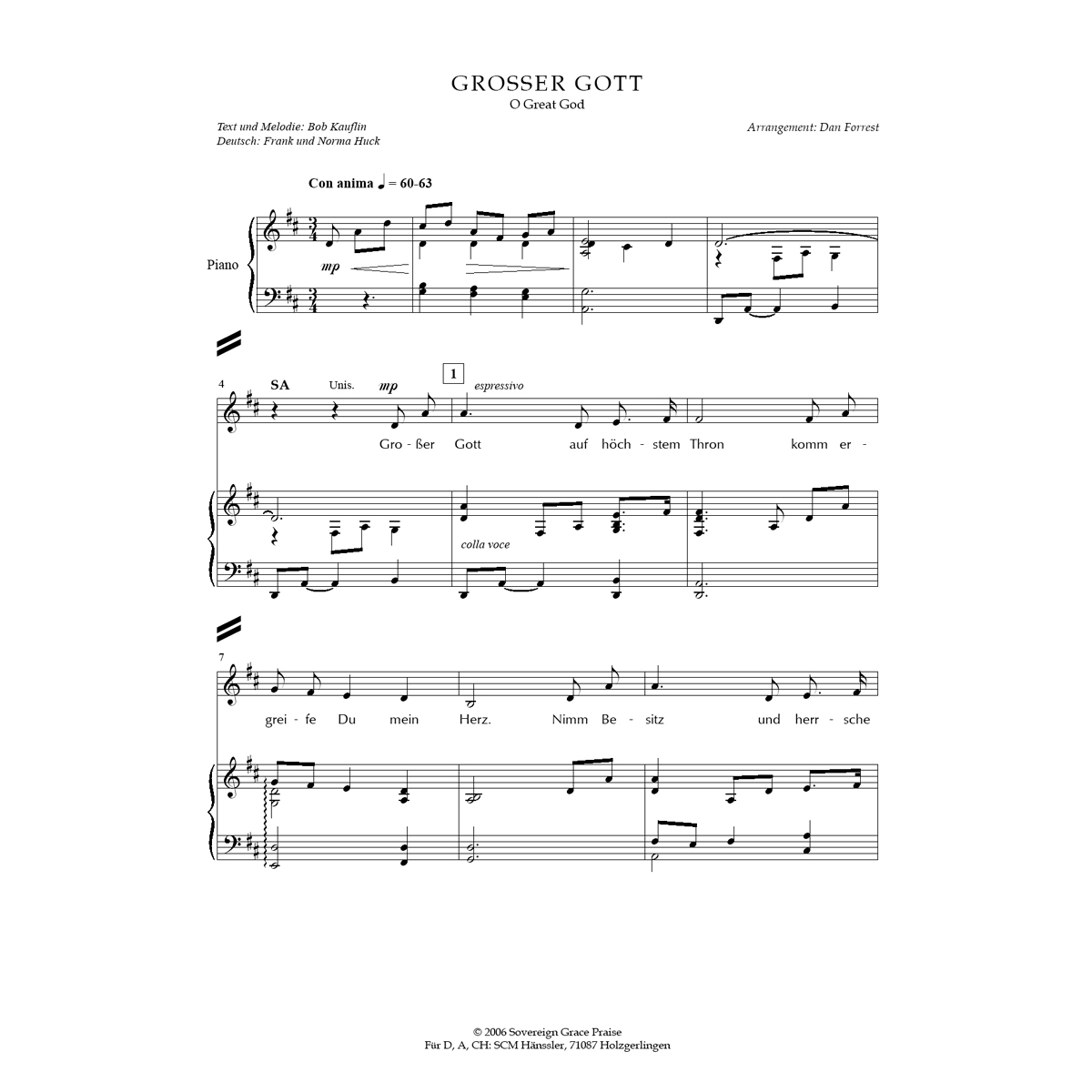 Großer Gott - SATB + Piano (Partitur)