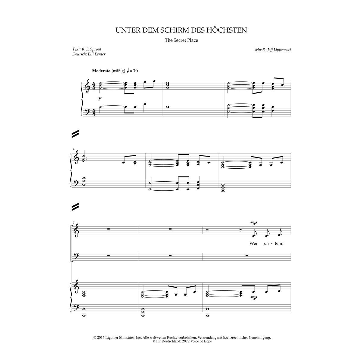 Unter dem Schirm des Höchsten - SATB + Piano (Partitur)