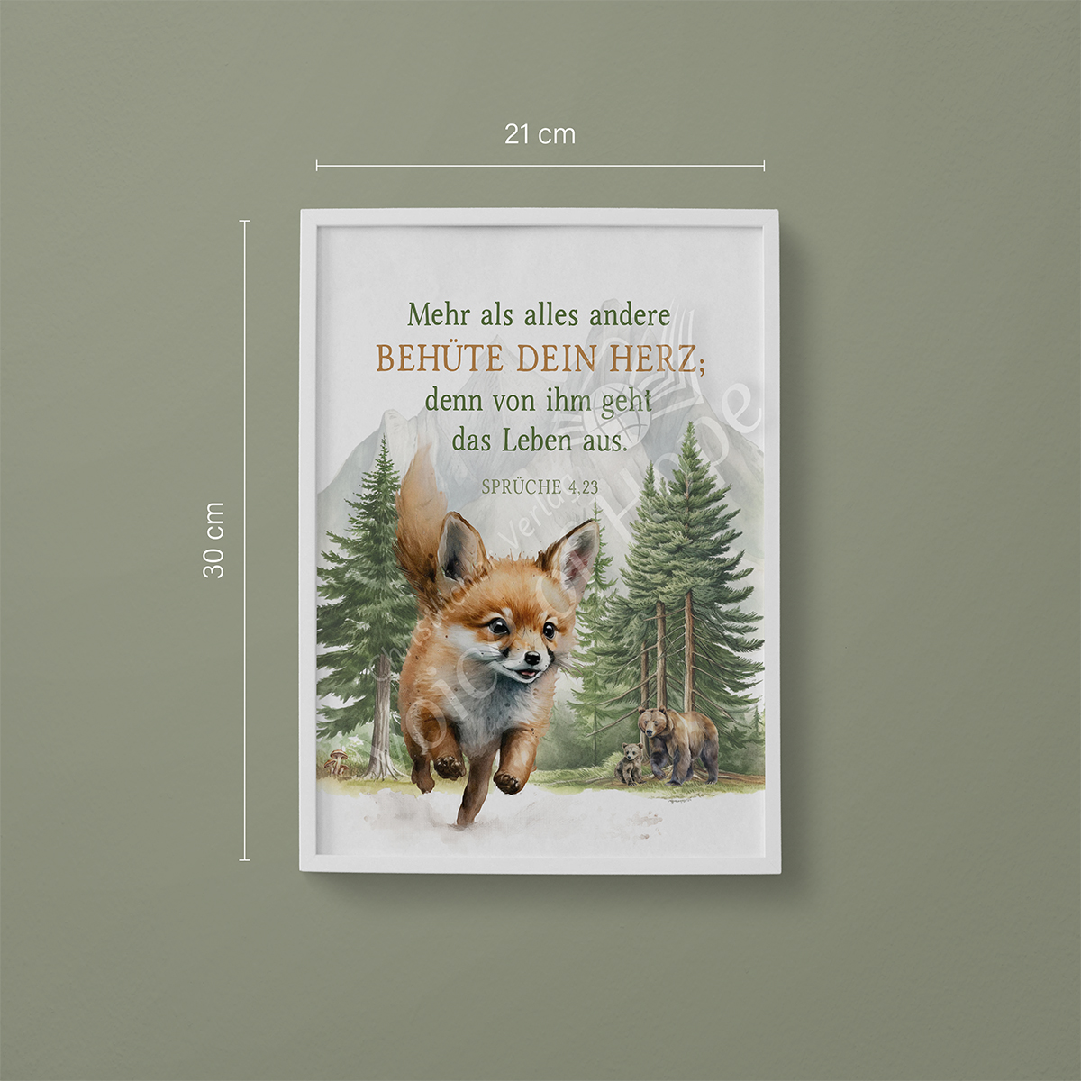 Wandbild - Wald-Fuchs klein (Sprüche 4,23)