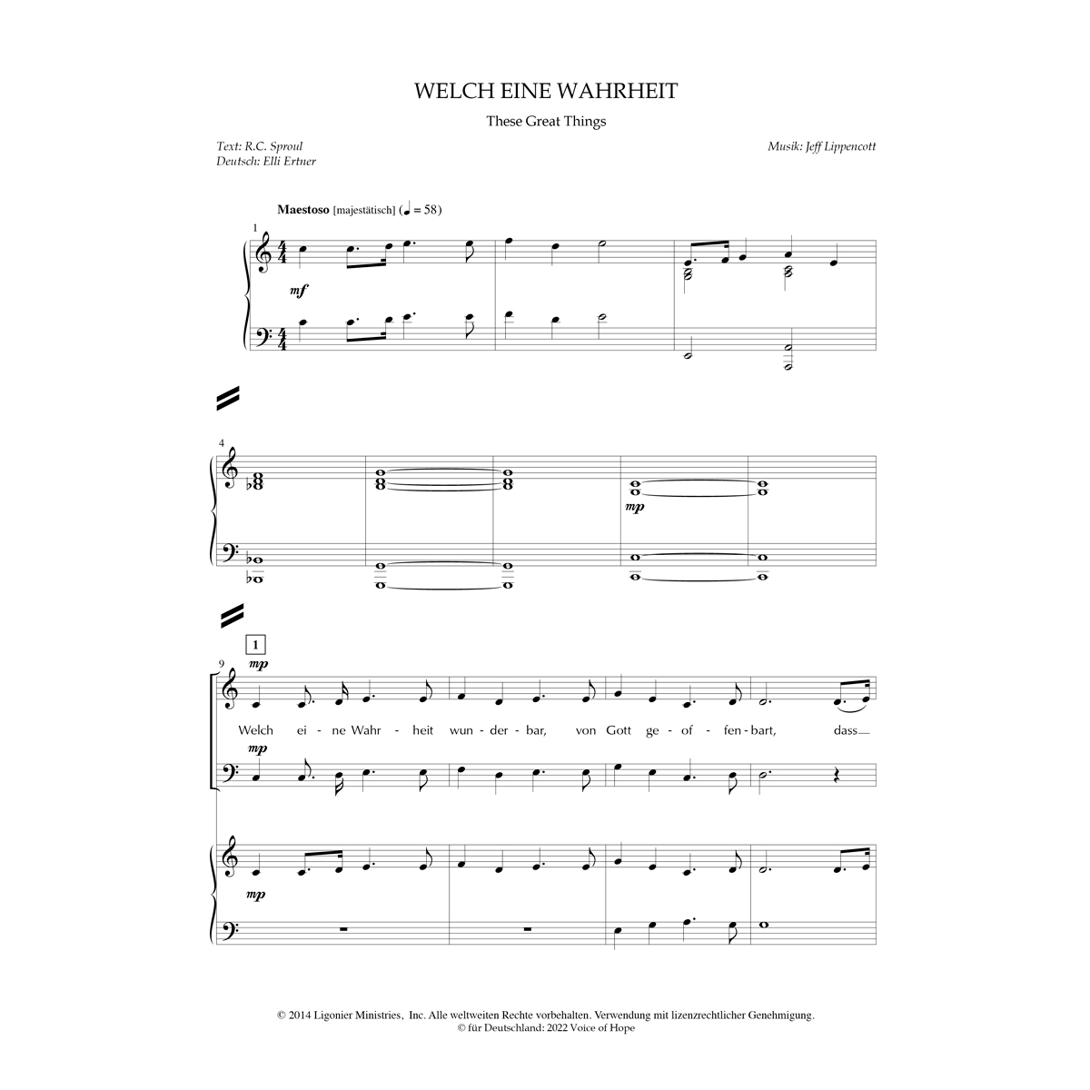 Sproul: Welch eine Wahrheit - SATB + Piano (Partitur)