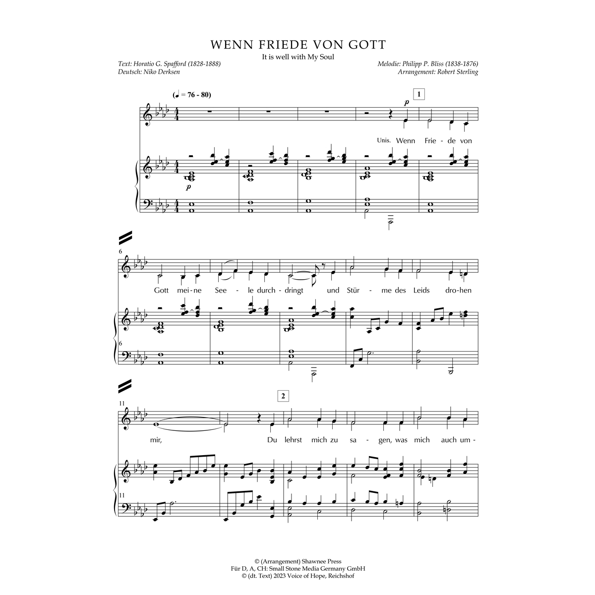 Wenn Friede von Gott - SATB + Piano (Partitur)